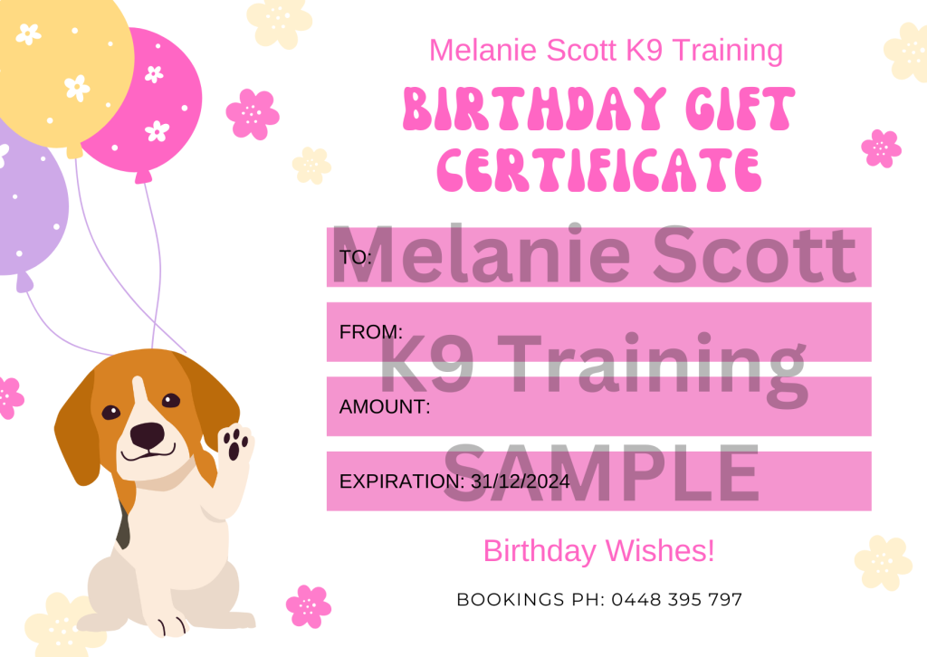 K9 Birthday Gift Certificate – melaniescottk9training.com